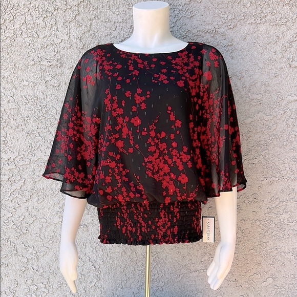 Sam And Jess | Tops | Jess And Sam Elegant Black Red Floral Womens ...